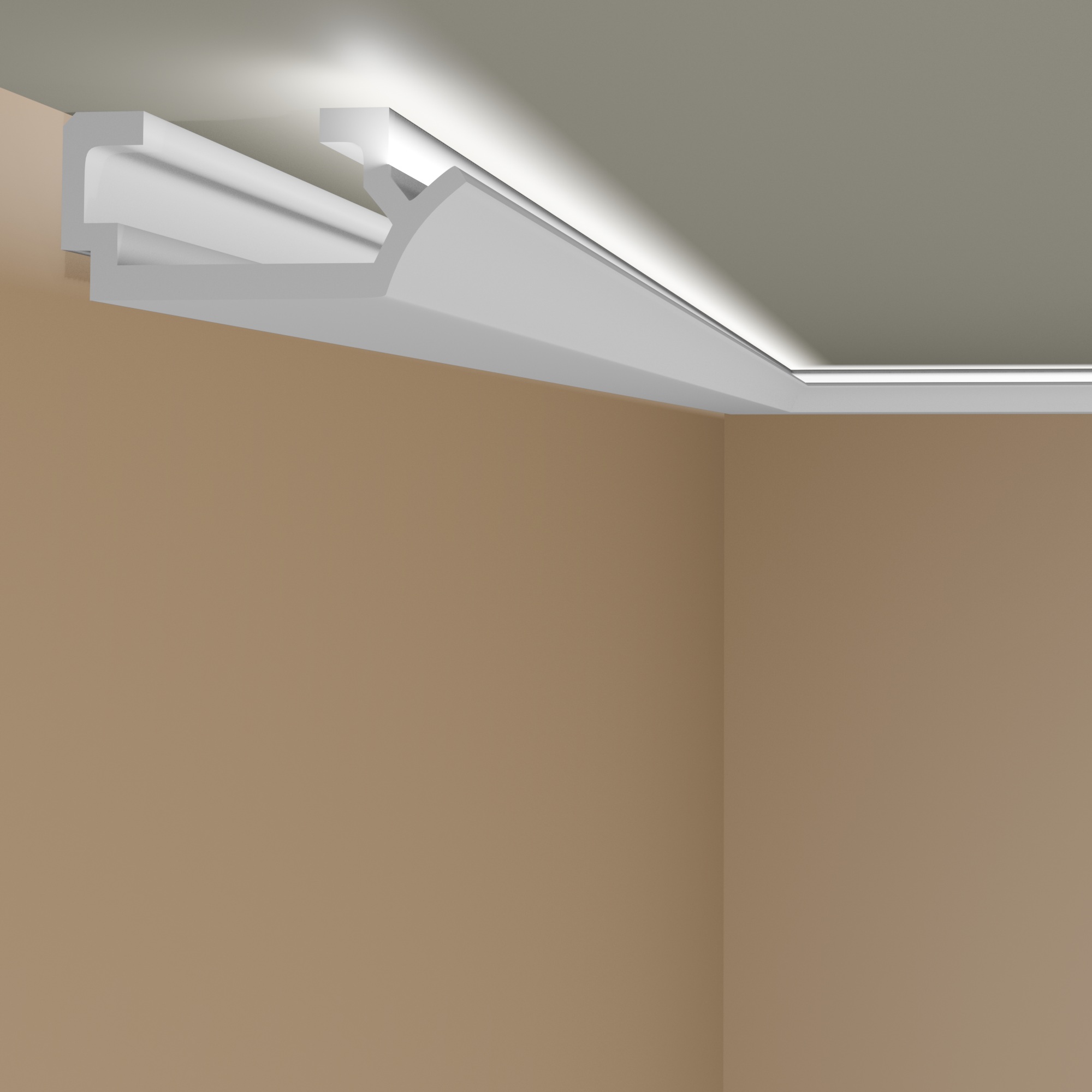 Elite Decor Corniche LED KD410 Polystyrène 110 x 240 x 1150 mm Blanc ...