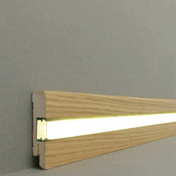 Plinthe lumineuse "Lübeck" placage en bois 16 x 60 x 2500 mm chêne ...